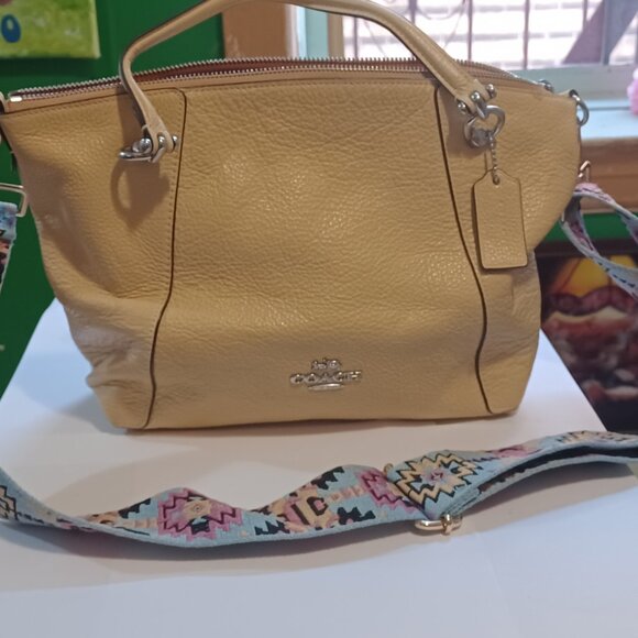 Coach | Bags | Pastel Yellow Medium Coach Bag With Embroidered Strap ...